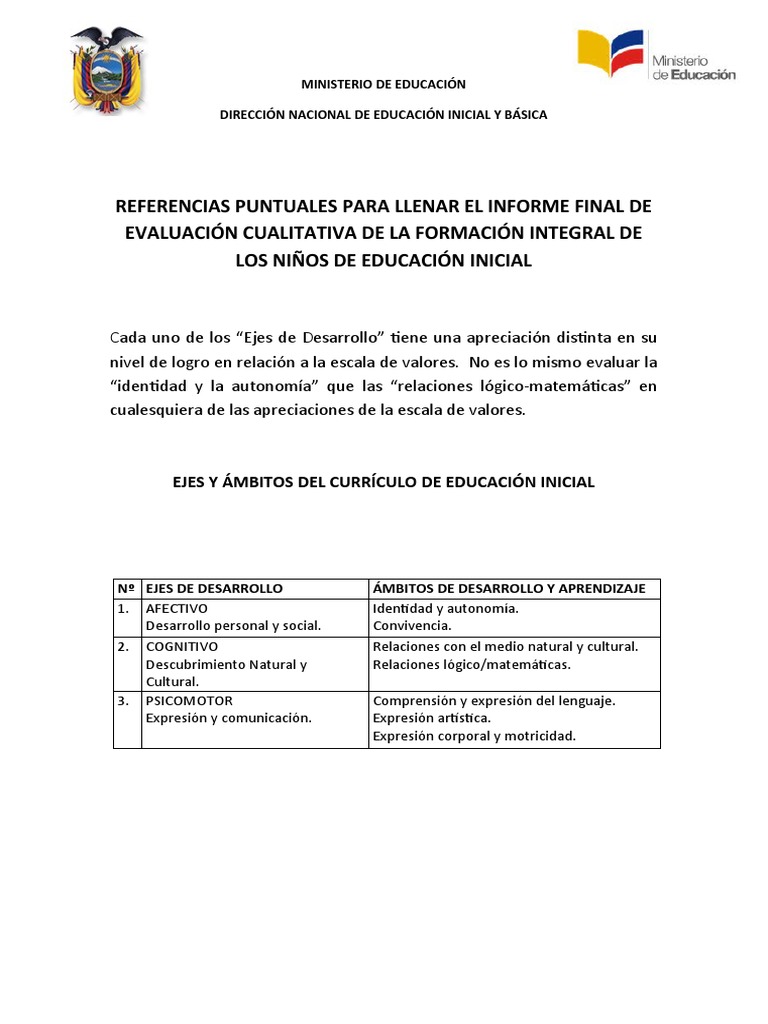 Criterios Para Llenar El Informe Cualitativo Ed Inicial Pdf 2556