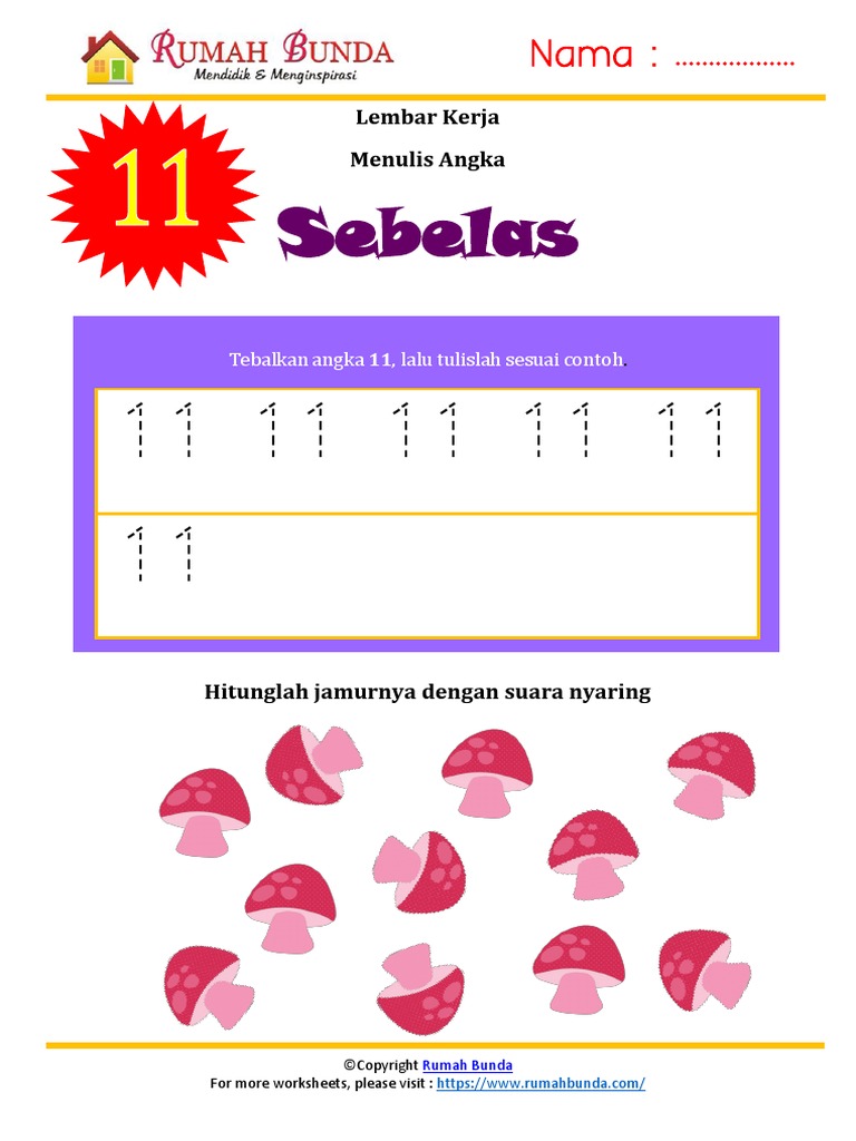 Menulis Angka 11 15 | PDF