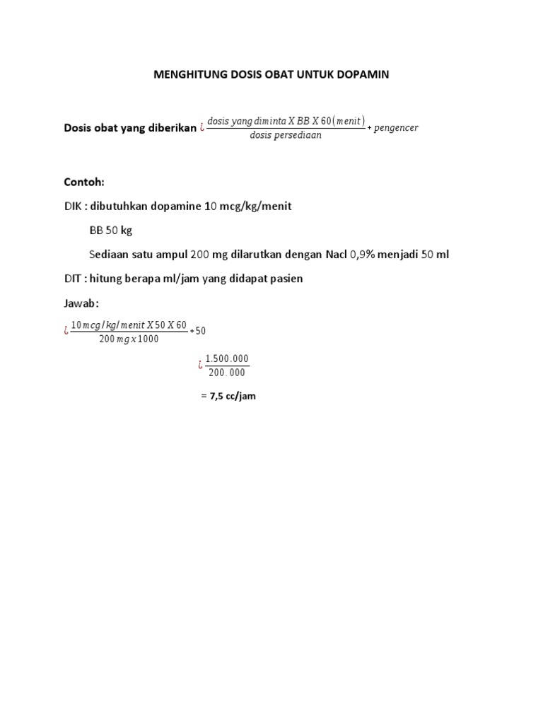 Menghitung Dosis Obat Untuk Dopamin | PDF
