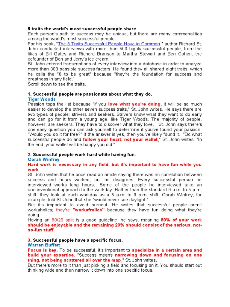 The 8 Traits of Highly Successful People: Passion, Hard Work, Focus ...