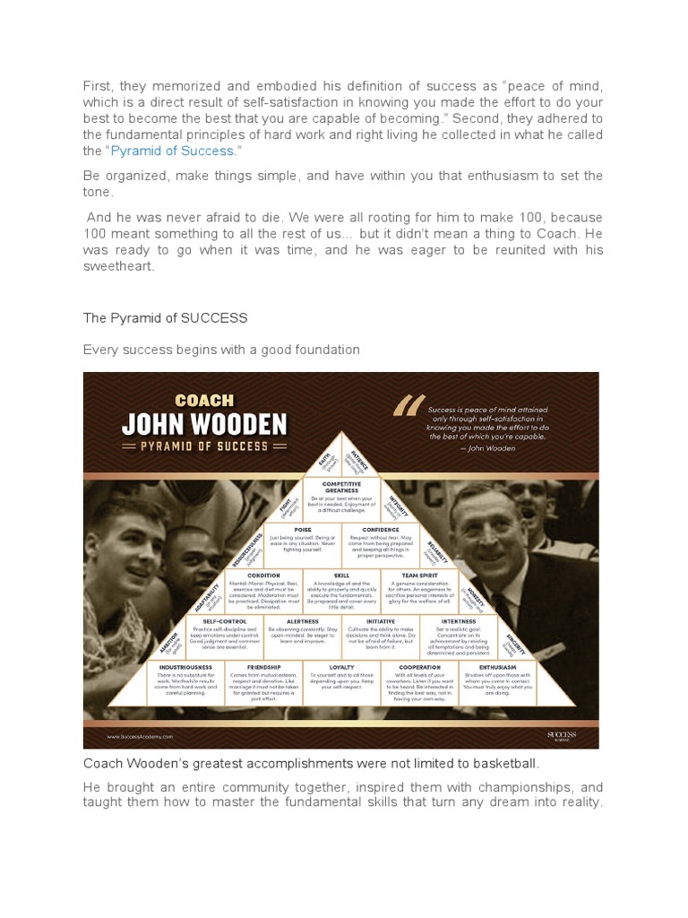 The Pyramid of SUCCESS | PDF | Psychology | Behavioural Sciences