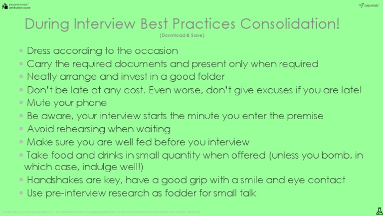 During Interview Best Practices Consolidation!: (Download & Save) | PDF