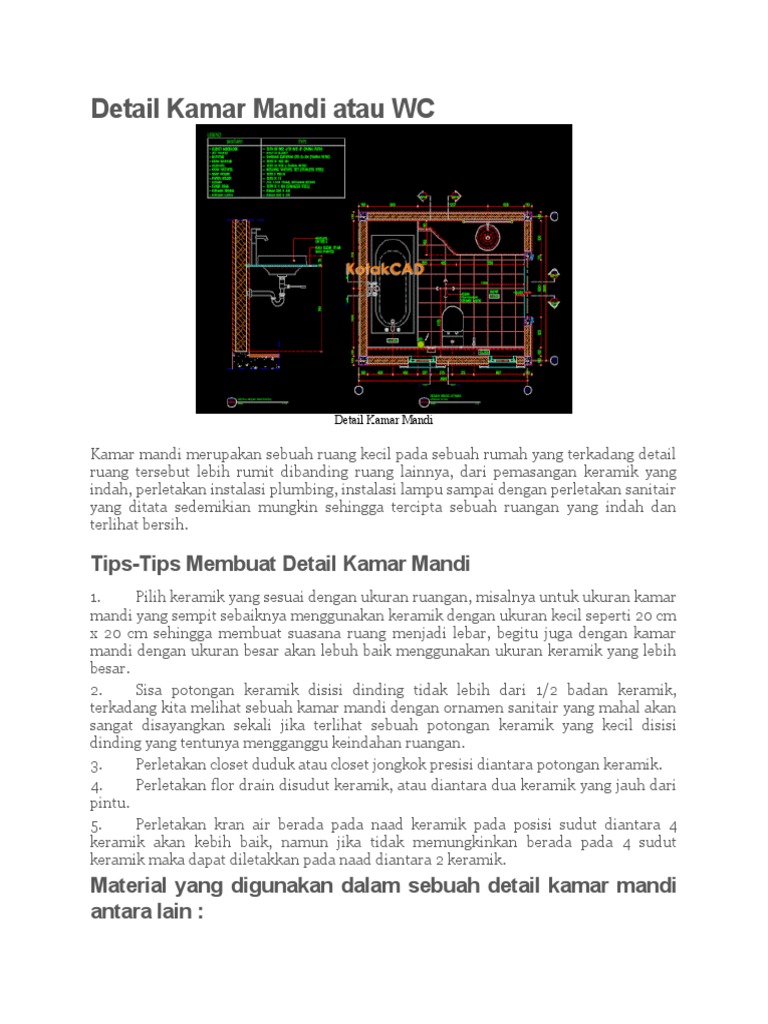 Detail Kamar Mandi Atau WC 1 | PDF