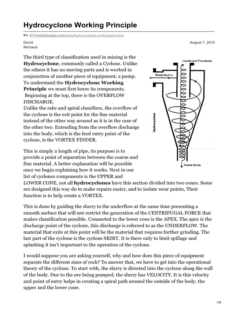 Hydrocyclone Working Principle | PDF | Mechanics | Chemical Engineering