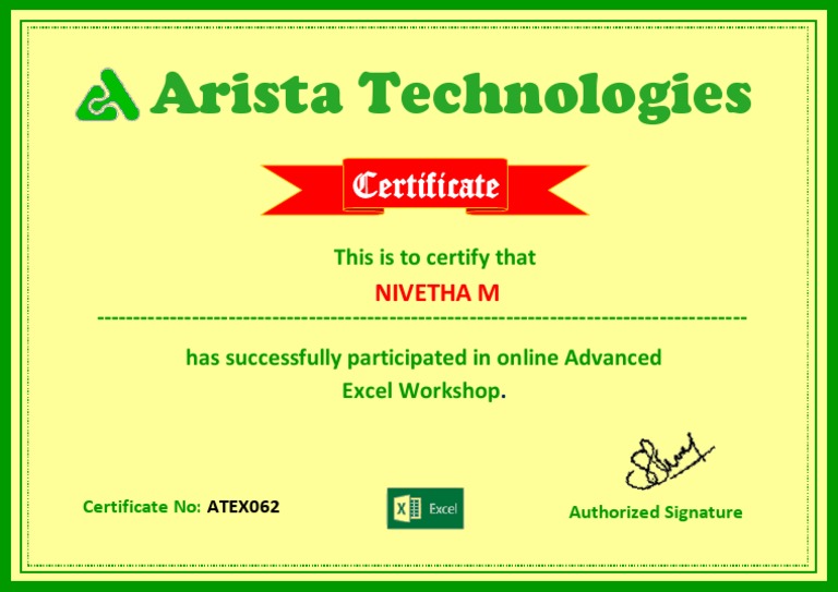 Arista Technologies: Certificate | PDF