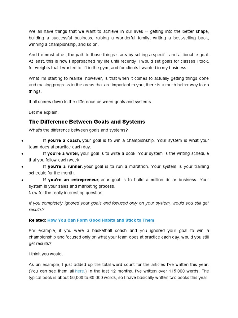 Focus on Systems, Not Goals | PDF | Goal | Cognition