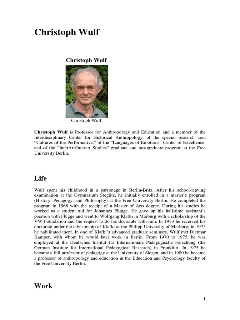 Christoph Wulf | PDF | Psychological Concepts | Cognition