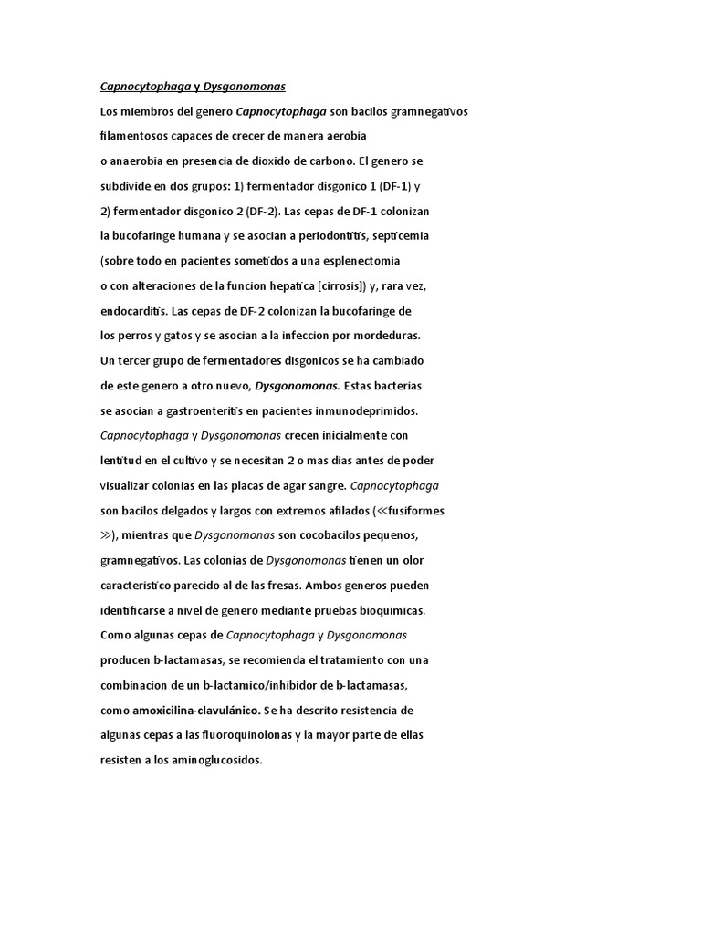 Capnocytophaga y Dysgonomonas | PDF