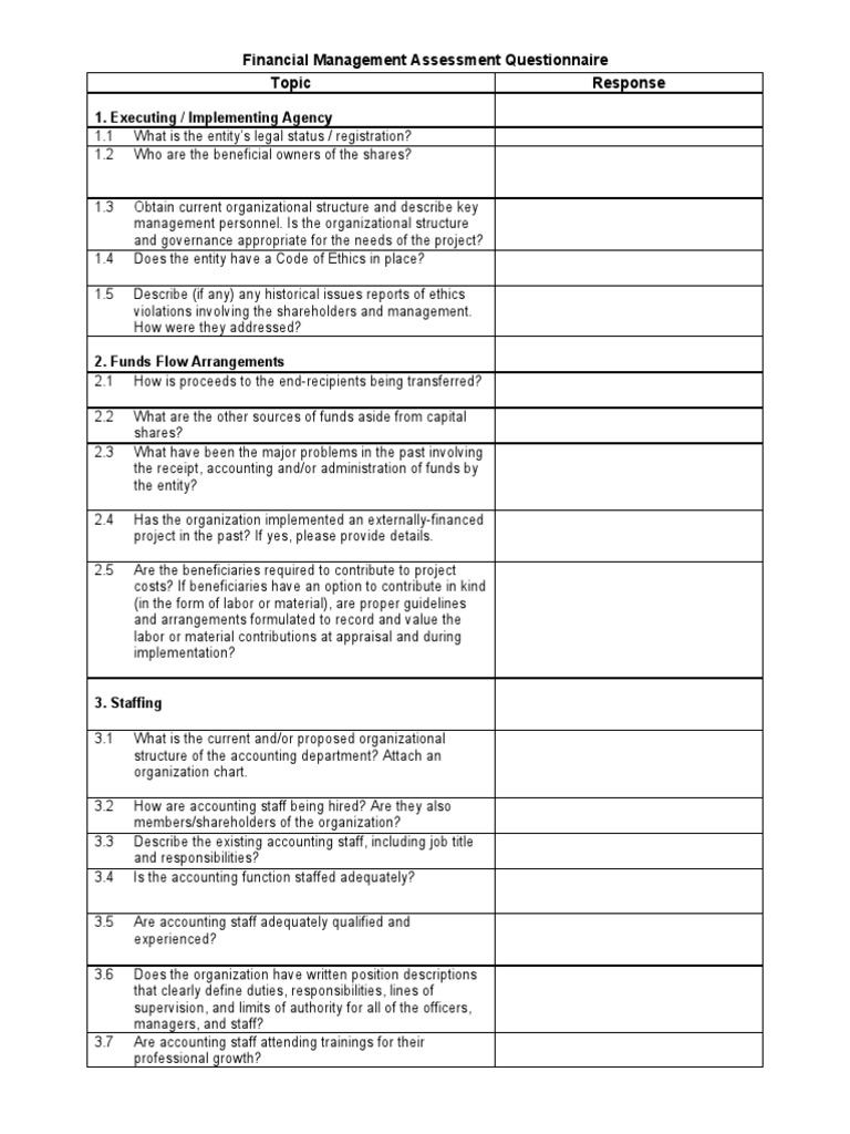 Executing / Implementing Agency: Financial Management Assessment ...