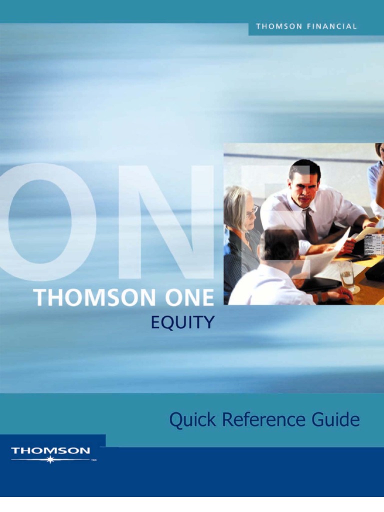 Thomson One Equity Quick Reference Guide | PDF | Menu (Computing ...