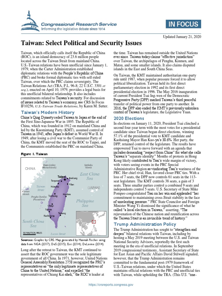 Taiwan: Select Political and Security Issues: Taiwan's Modern History ...