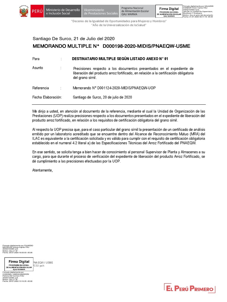 Memorando Multiple-000198-2020-Usme | PDF