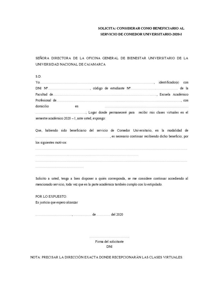 Modelos de Solicitud Comedor | PDF