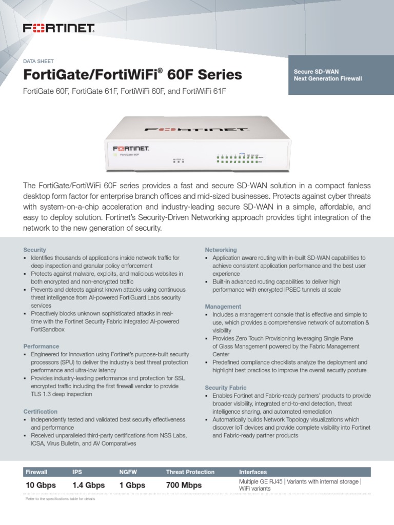 Fortigate Fortiwifi 60f Series | PDF | Transport Layer Security ...