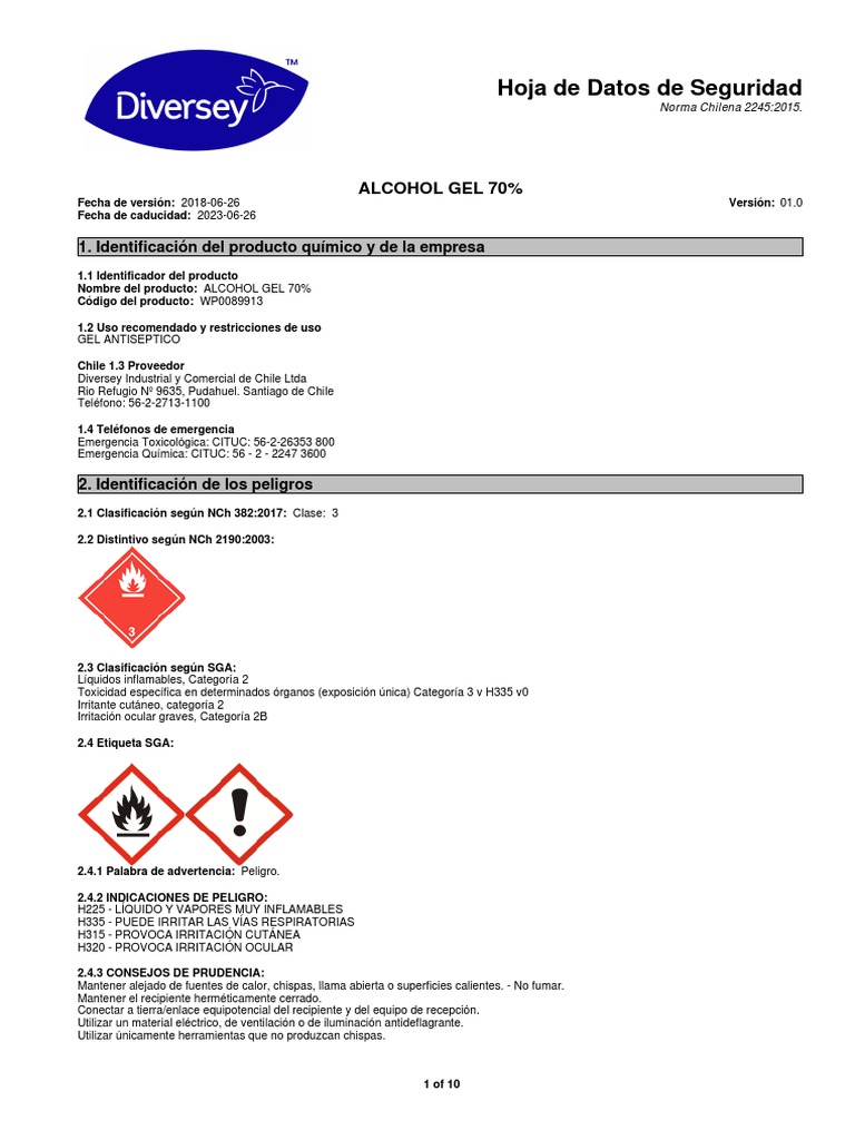 Alcoholgel 70% MSDS 2019 PDF | PDF | Etanol | Agua