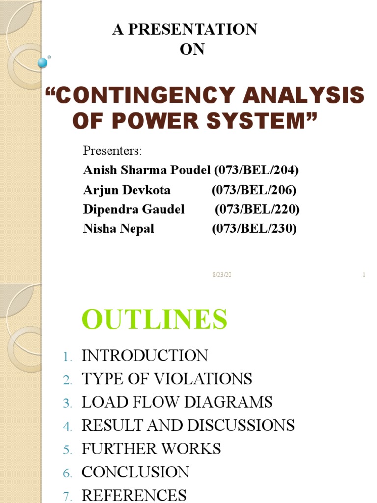 "Contingency Analysis of Power System": A Presentation ON | PDF | Ac ...