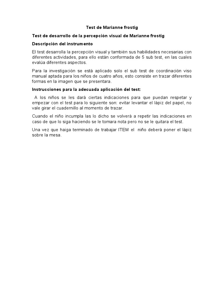 Test de Marianne Frostig | PDF