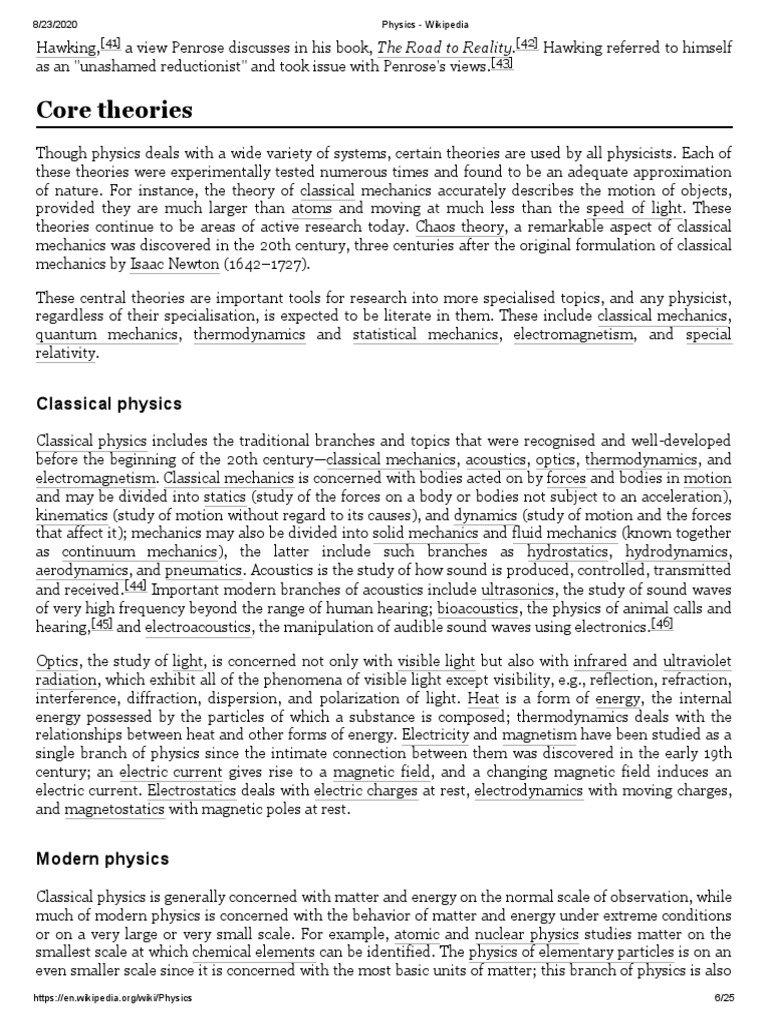 Core Theories: Classical Physics | PDF | Physics | Mechanics