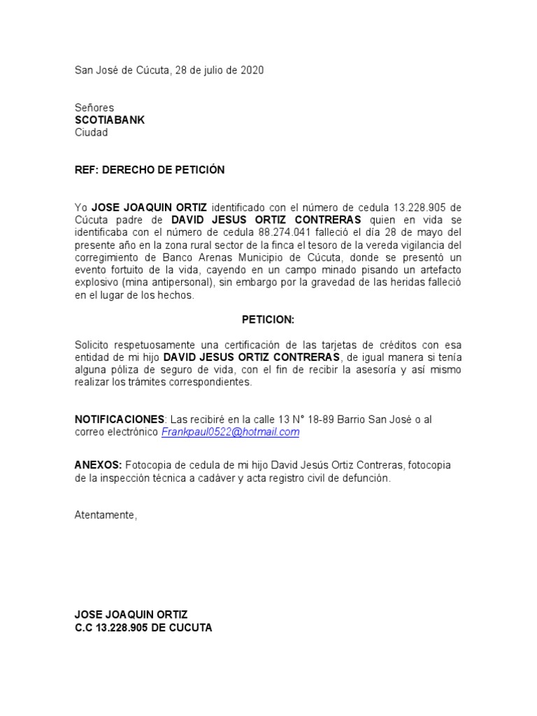 Carta Banco Scotiabank | PDF