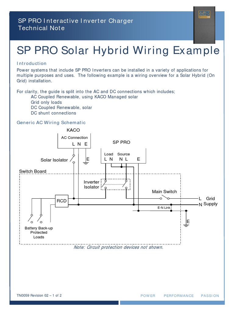TN0059 - 02 SP PRO Solar Hybrid Wiring Example | PDF | Power Inverter ...