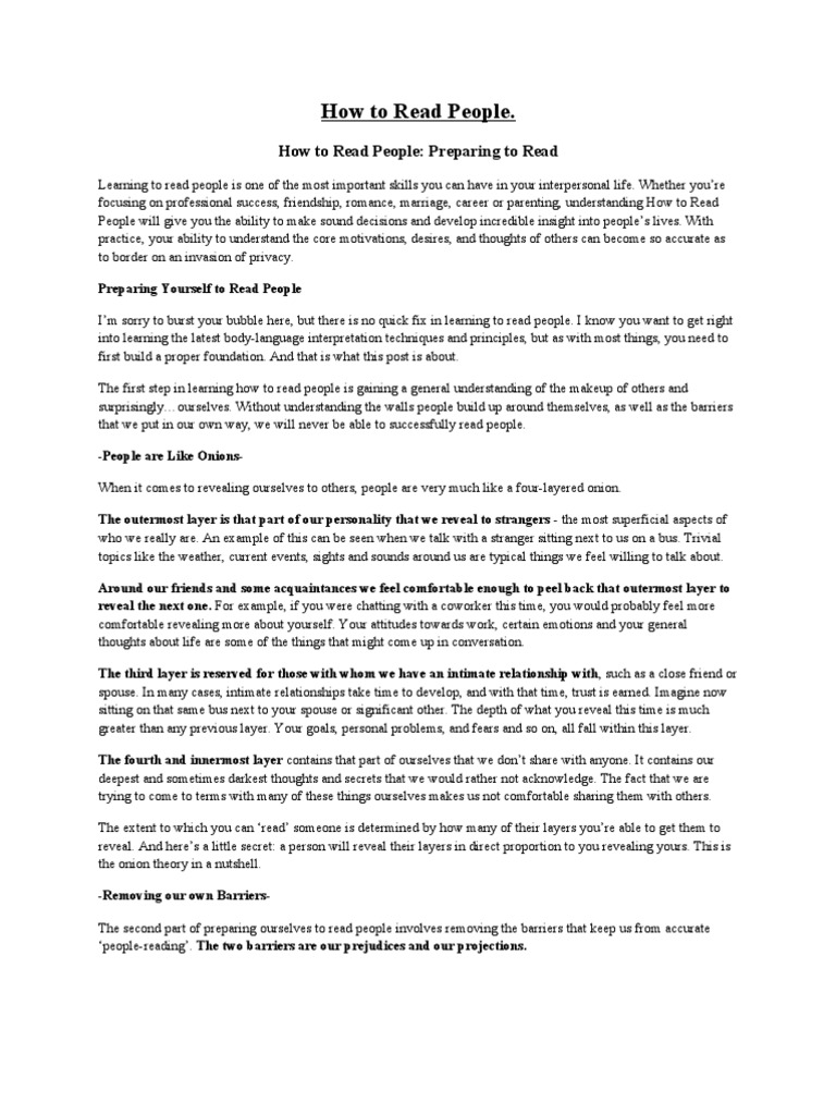 How To Read People Research | PDF | Body Language | Nonverbal Communication