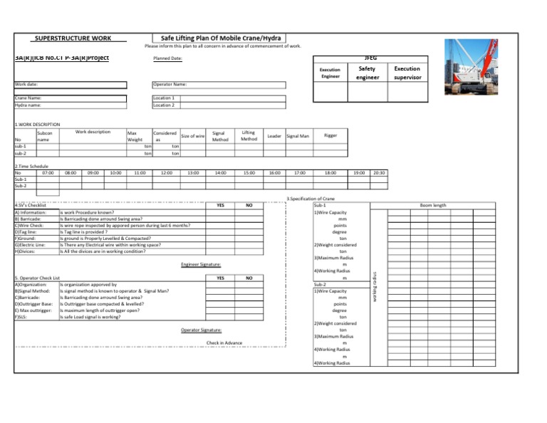 Safe Lifting Plan for Mobile Crane | PDF | Crane (Machine ...