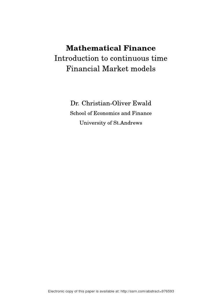 (Ewald C.-O.) Mathematical Finance Continuous Tim (BookFi) | PDF ...