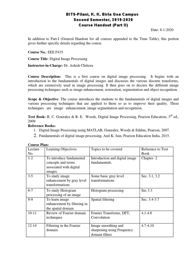 Handout Digital Image Processing | PDF | Data Compression | Fourier Transform