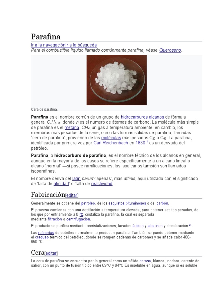 Parafina | PDF | Materia suave | Hidrocarburos