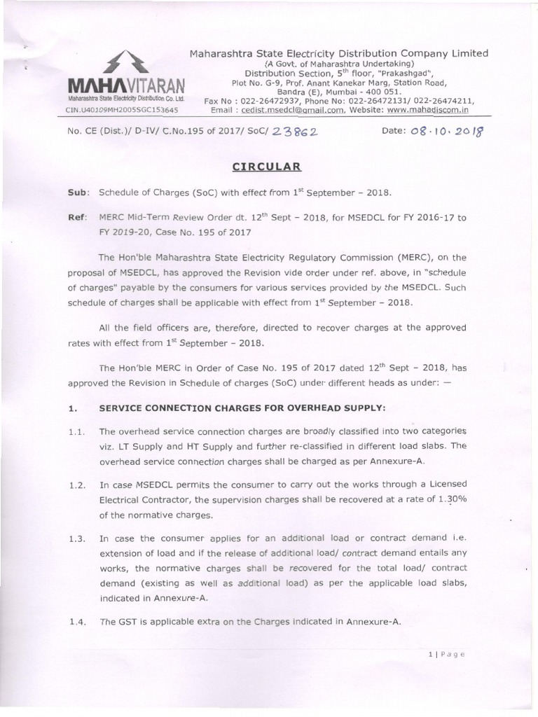 Circular No. 23862 Schedule of Charges Case No. 195 of 2017 08.10.2018 ...