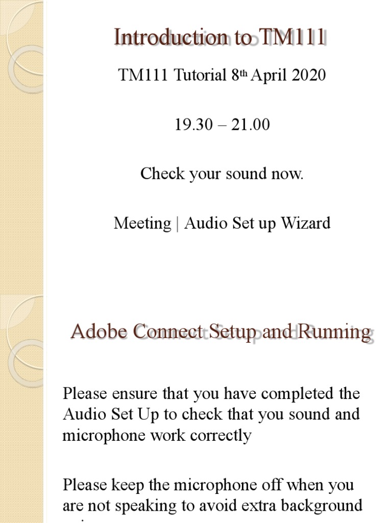 Introduction To Tm111 Tm111 Tutorial 8 April 2020 19 30 21 00 Check