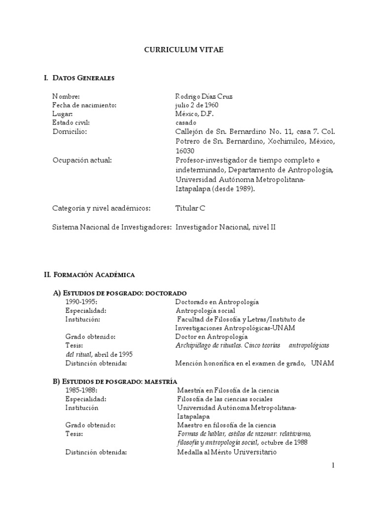 CV RDC | PDF | México | Antropología