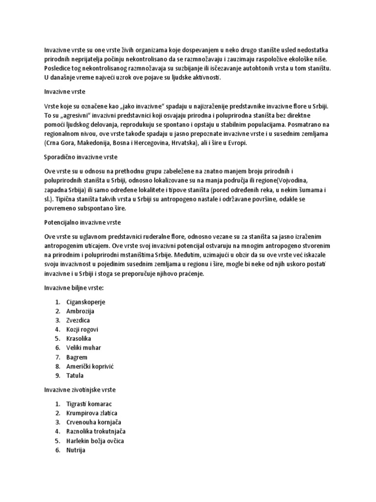 Invazivne Vrste | PDF