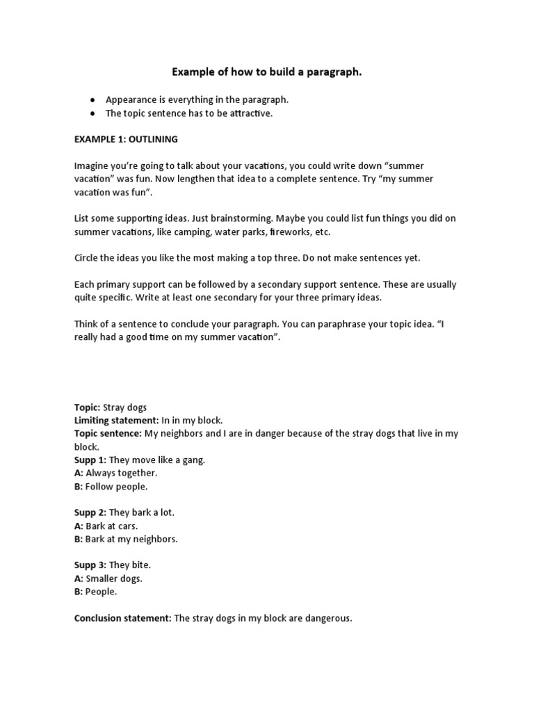 Example of How To Build A Paragraph | PDF