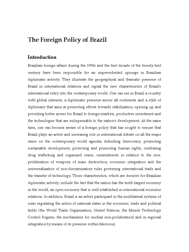 The Foreign Policy of Brazil | PDF | Global Politics | Brazil