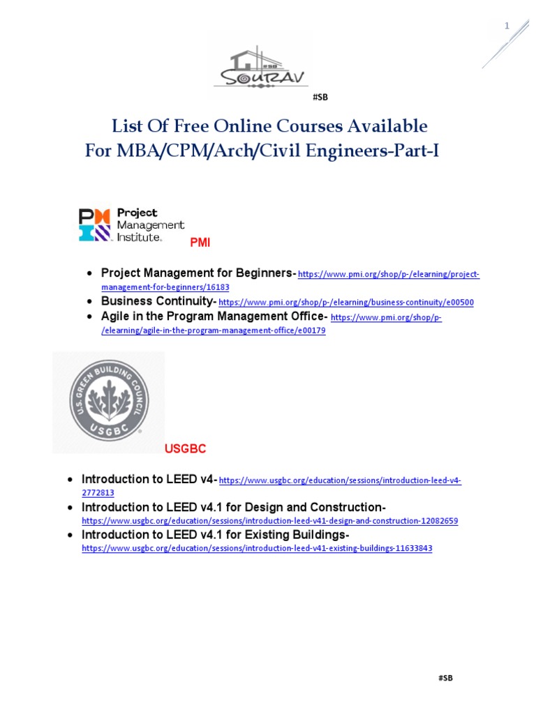 Free Courses PDF | PDF | Leadership In Energy And Environmental Design ...