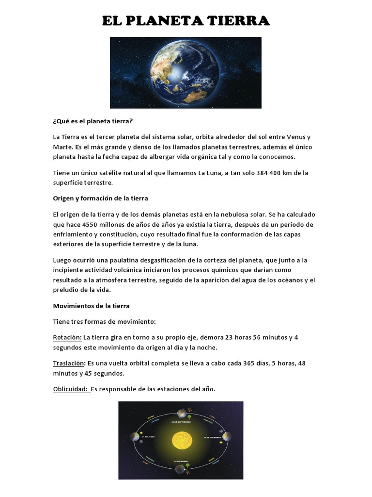 Origen y características del planeta Tierra | PDF | Luna | Tierra