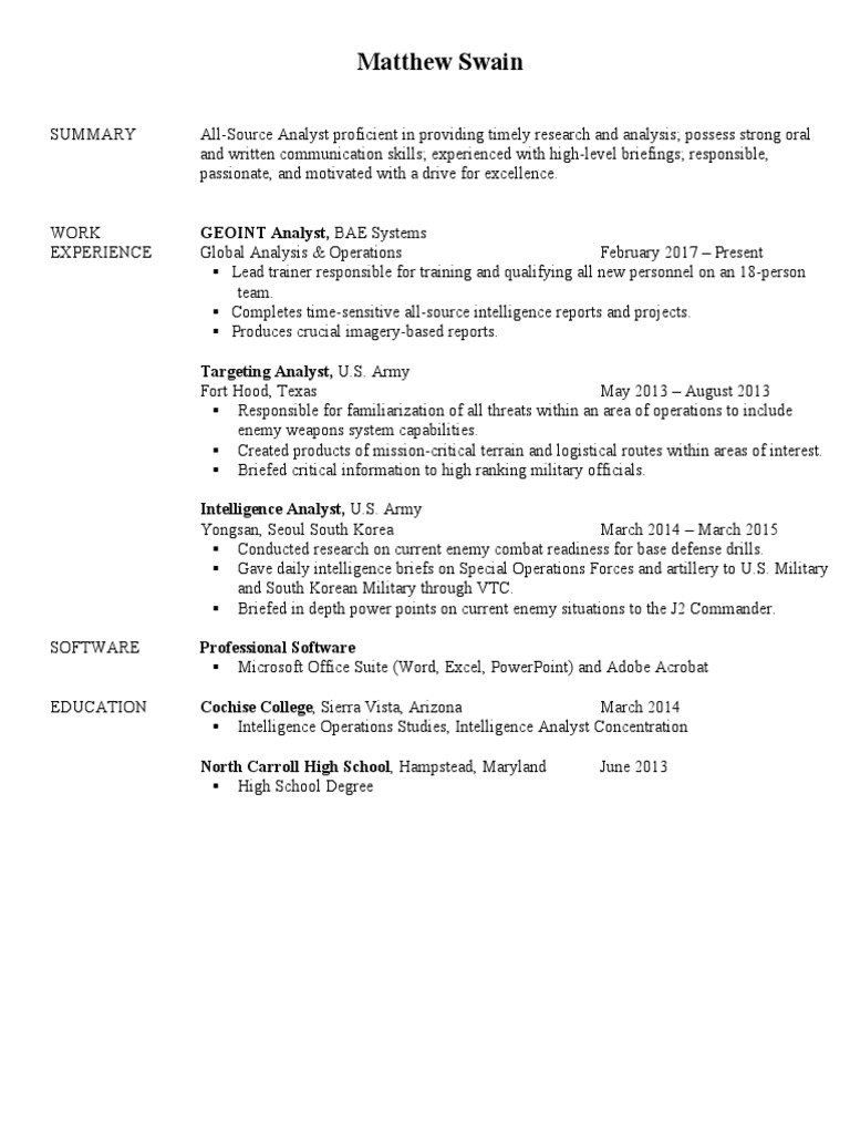 Matthew Swain Resume | PDF