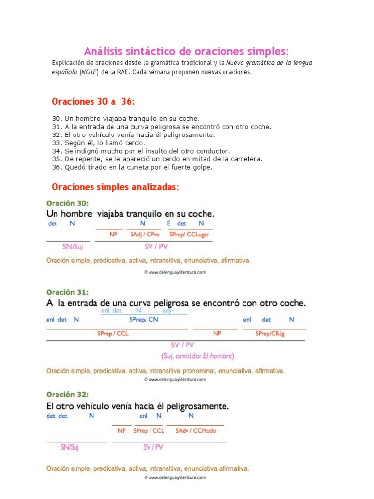 Análisis sintáctico de oraciones simples | PDF