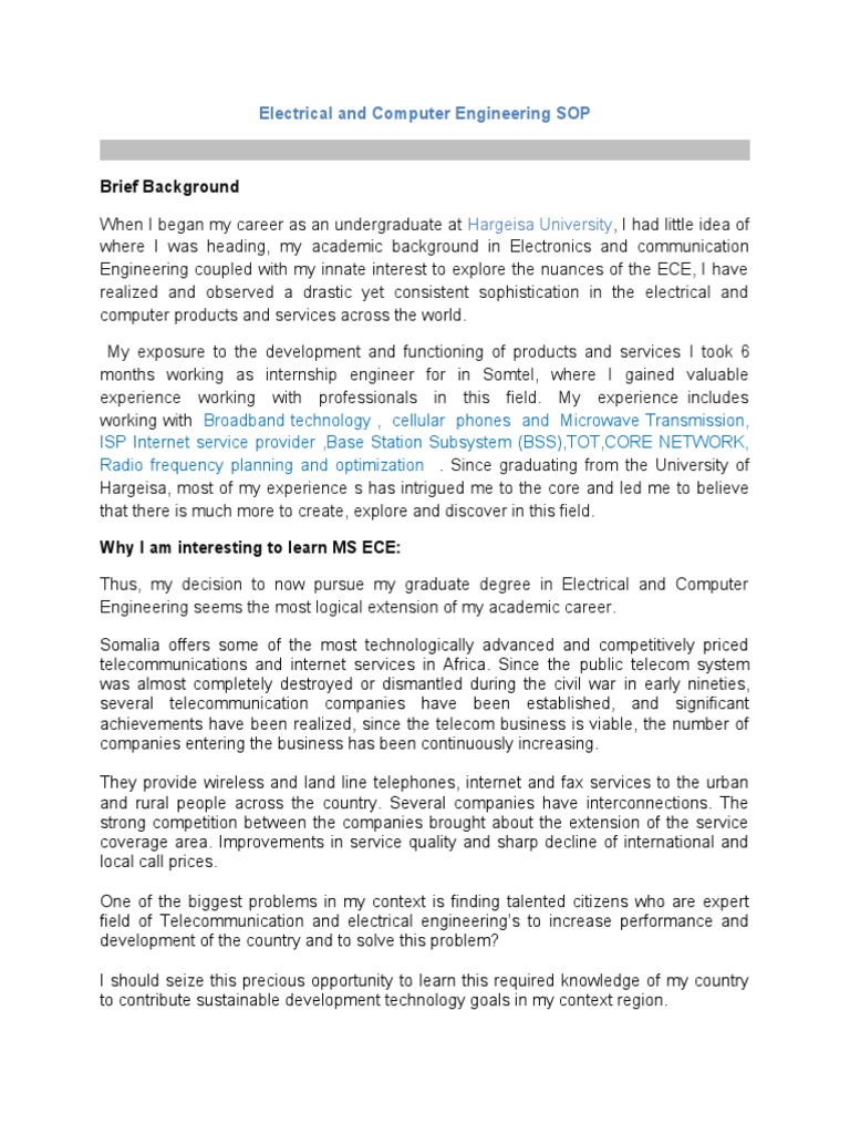 Electrical and Computer SOP | PDF | Telecommunication | Internet ...