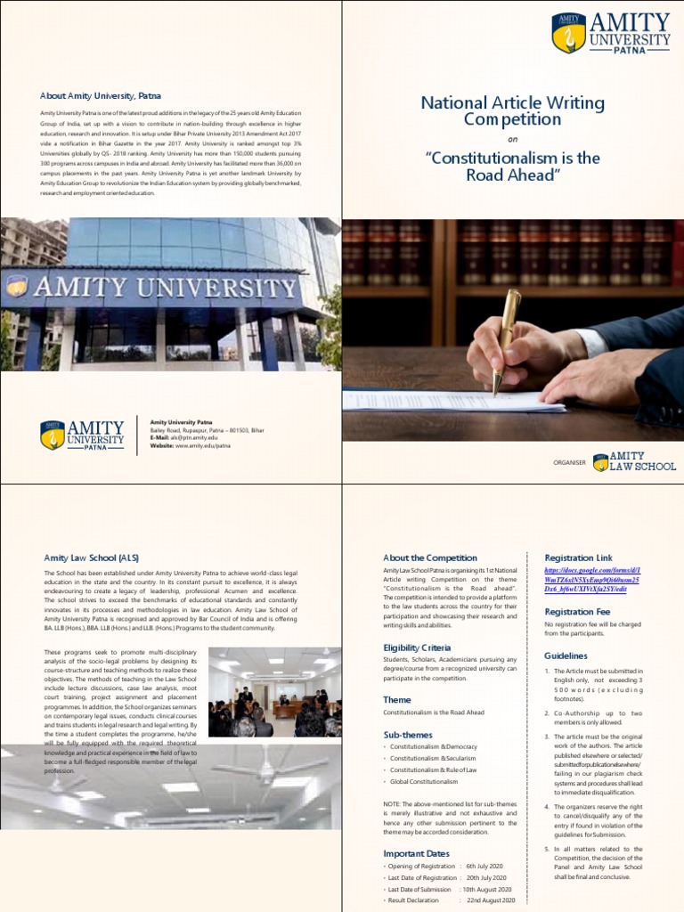 Article Writing Competition - BROCHURE | PDF | Academia | Government