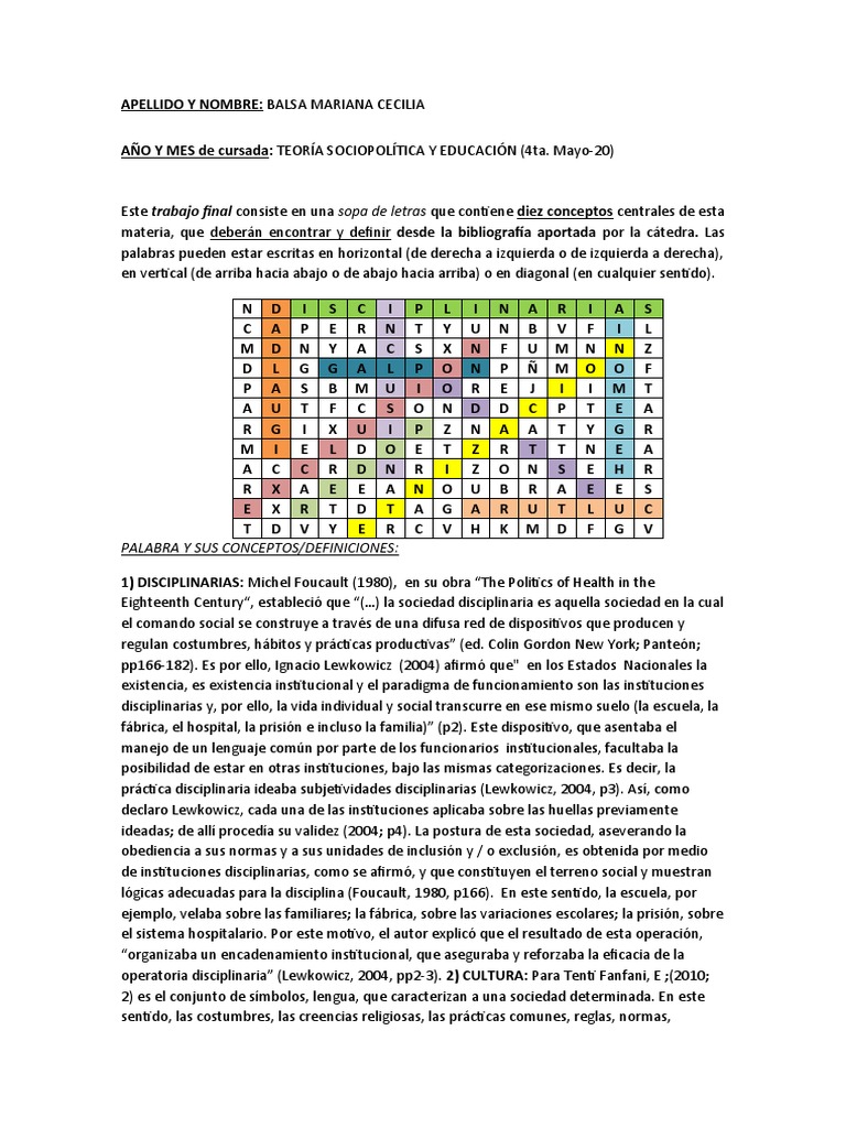 Trabajo Final-Mariana Balsa-TEORÍA SOCIOPOLÍTICA Y EDUCACIÓN (4ta. Mayo ...