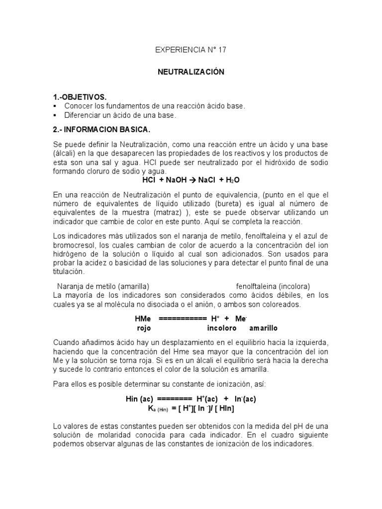 Pract. 17 | PDF | Valoración | Química