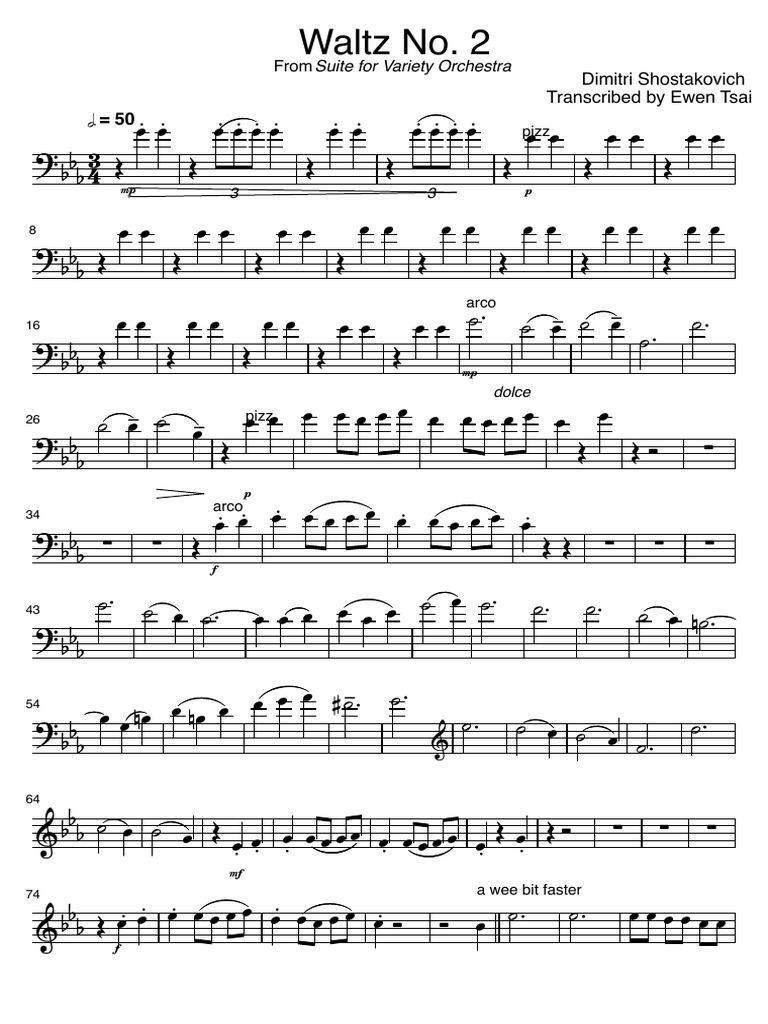 Waltz 2 Shostakovich Cello 1 | PDF | Musical Compositions | Classical Music