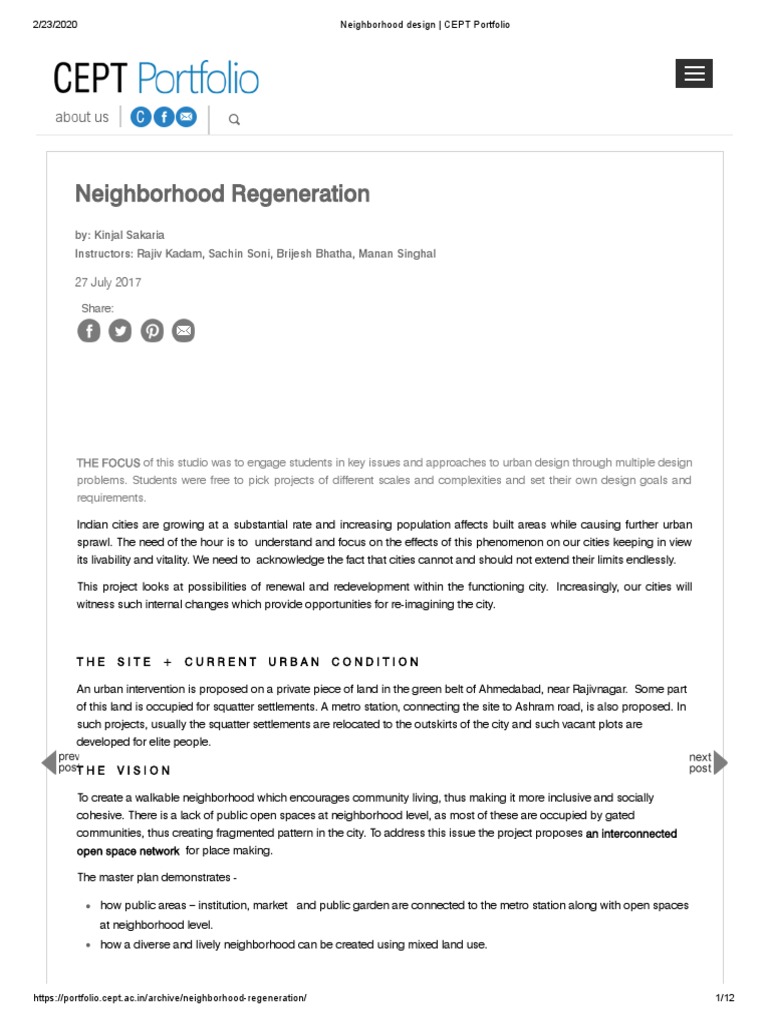Neighborhood Design - CEPT Portfolio PDF | PDF | Urbanization | Urban ...