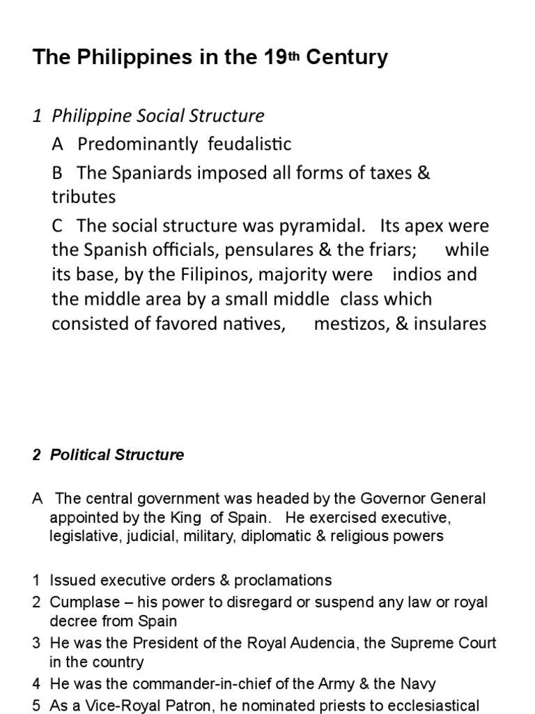 The Philippines in The 19 Century: 1 Philippine Social Structure | PDF ...