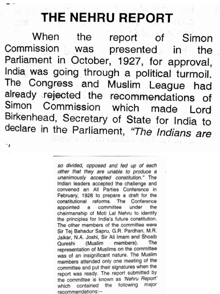 Nehru Report | PDF