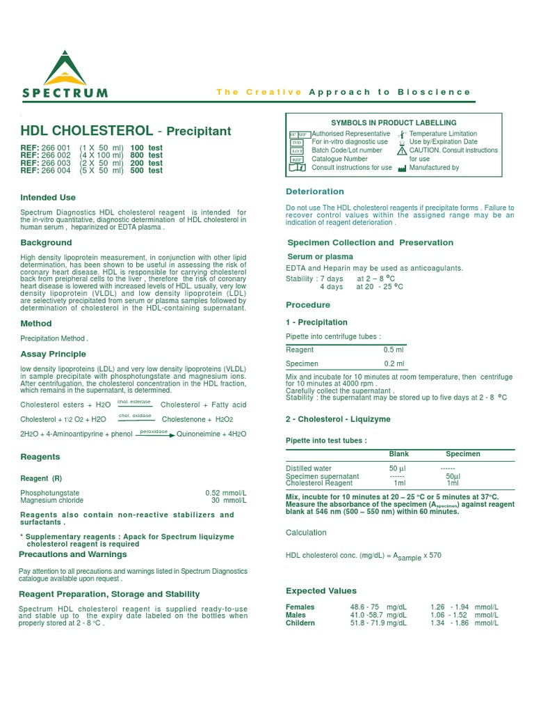 HDL Cholesterol Test Procedure Guide | PDF | Cholesterol | High Density ...