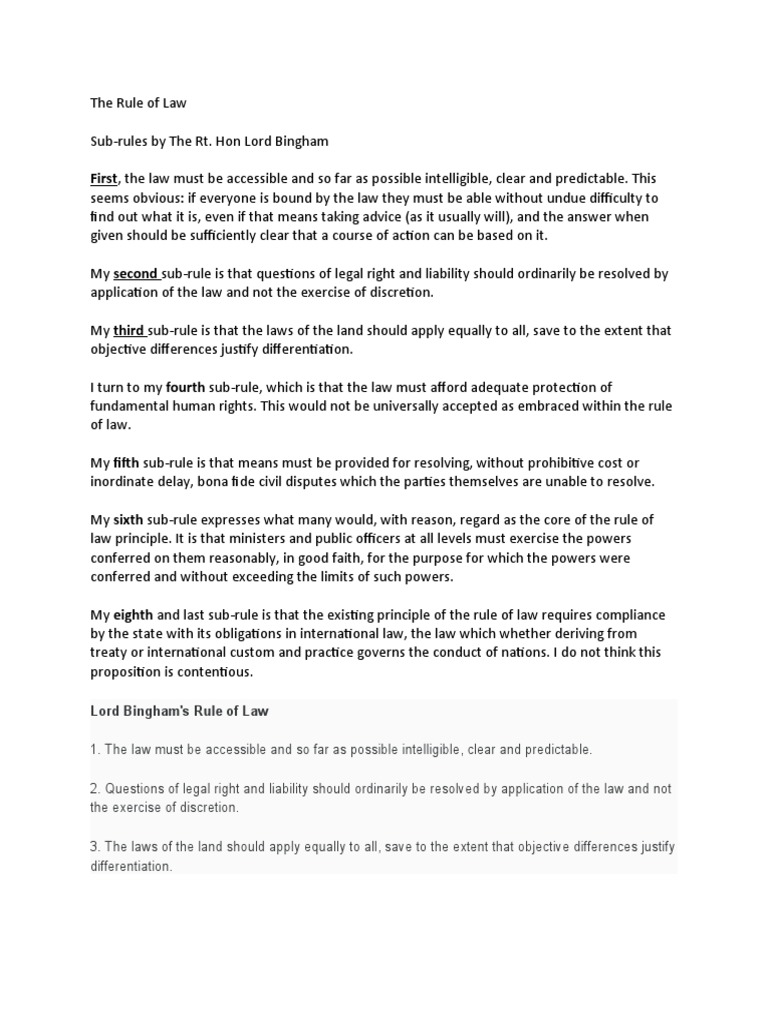 The Rule of Law | PDF | Rule Of Law | Good Faith