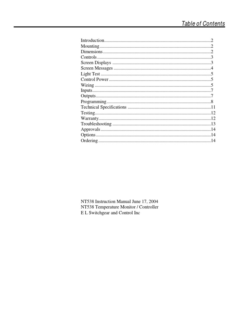 TEC System NT538 - JUN-2004 | PDF | Electrical Wiring | Relay